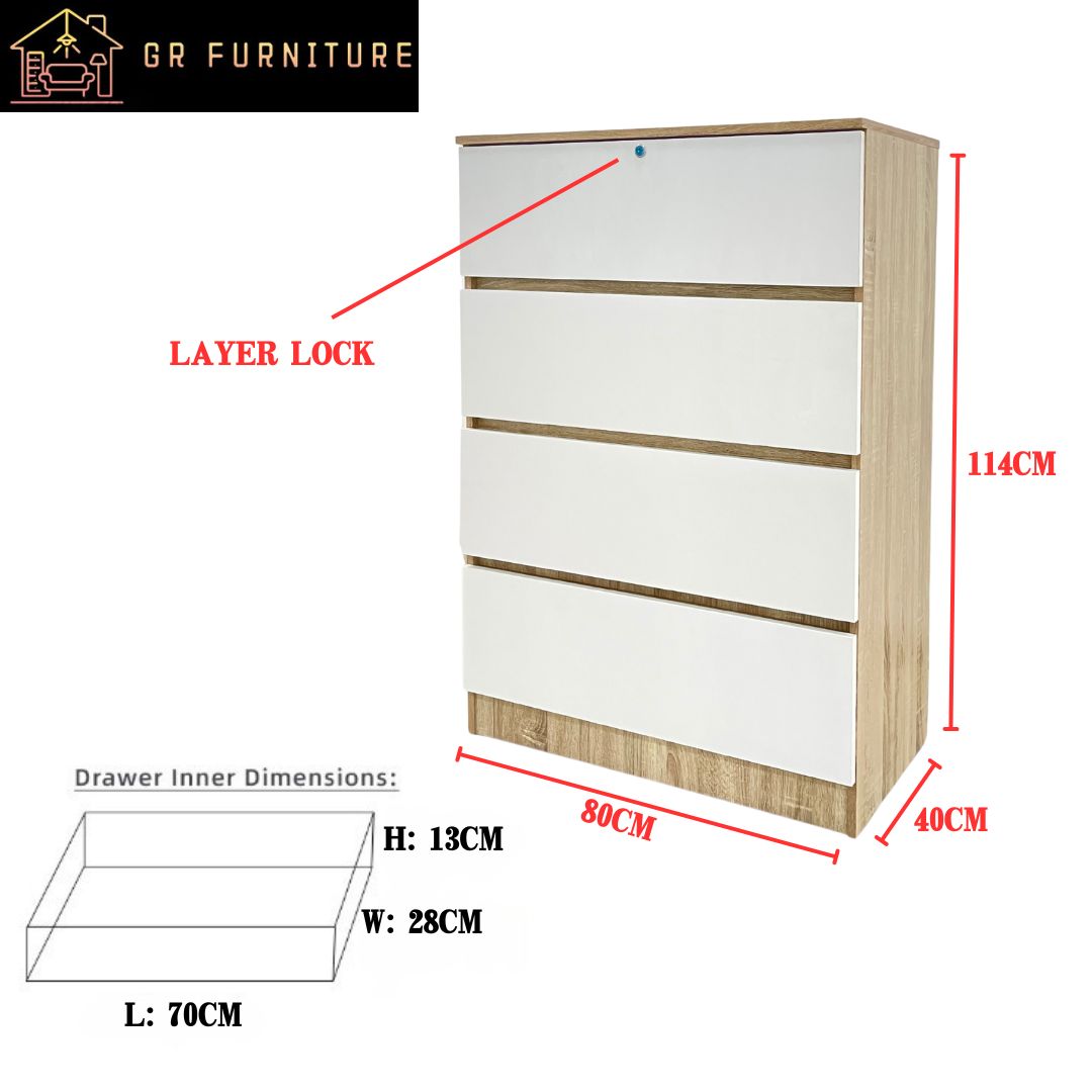 GR Furniture Modern 4 And 6 Layer Chest Drawer With Lock | Shopee Singapore
