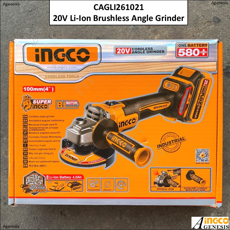 INGCO 20V Li-Ion Angle Grinder (Brushless Motor) CAGLI261021 | Shopee ...