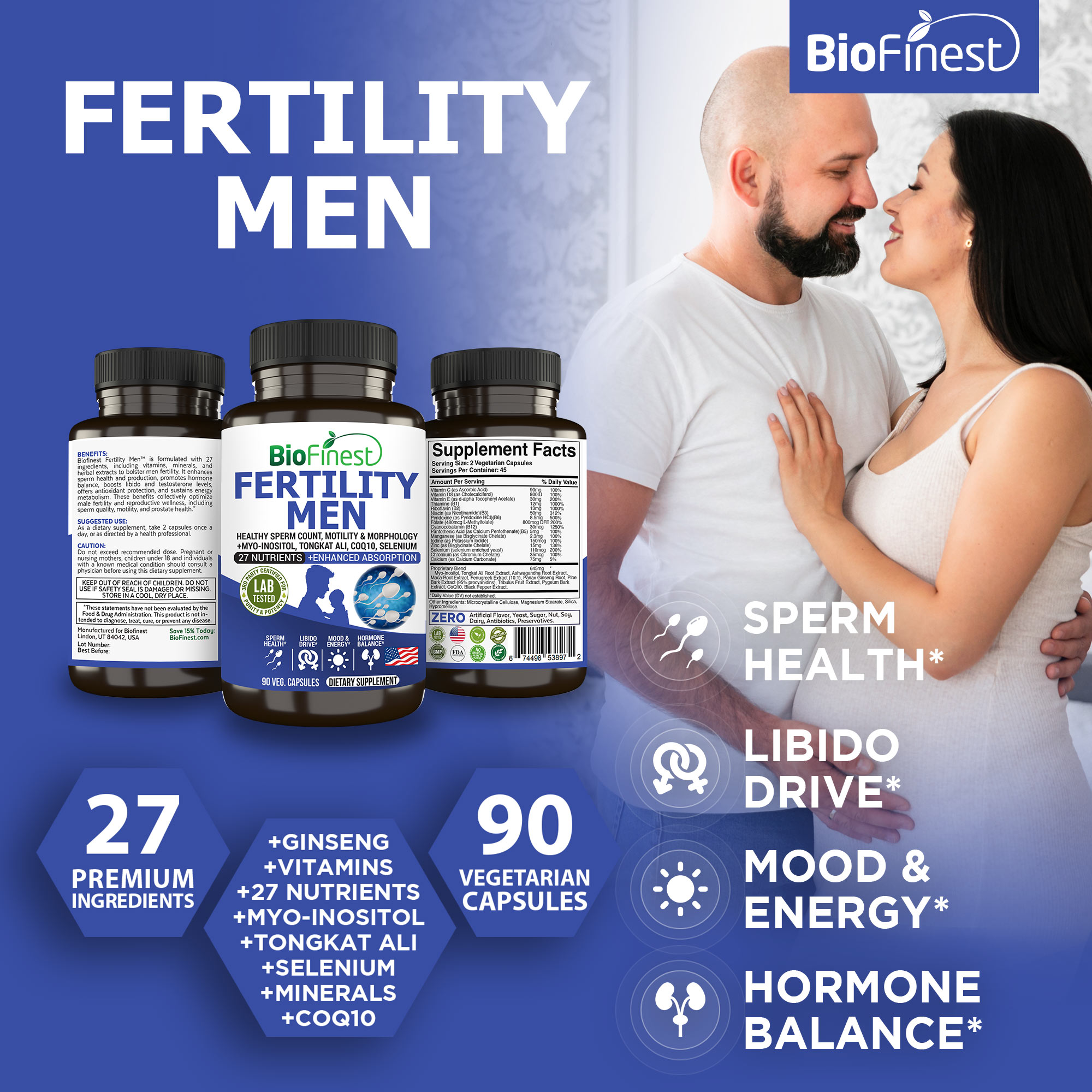 Biofinest Fertility Men Multivitamin Supplement - Healthy Sperm Count ...