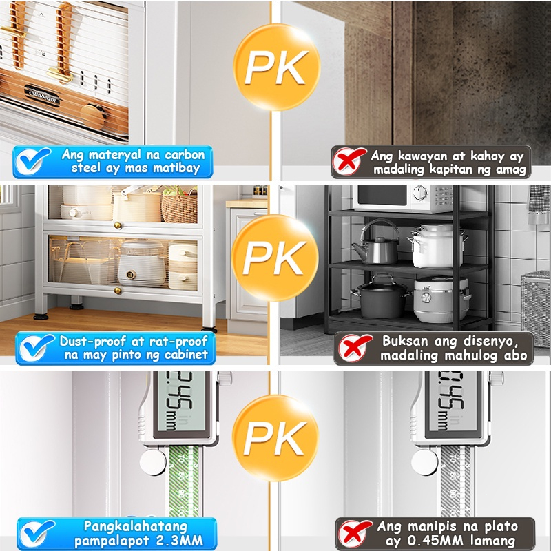 Kitchen Storage Cabinet With Wheels Dust-Proof Locker Cupboard Kitchen ...