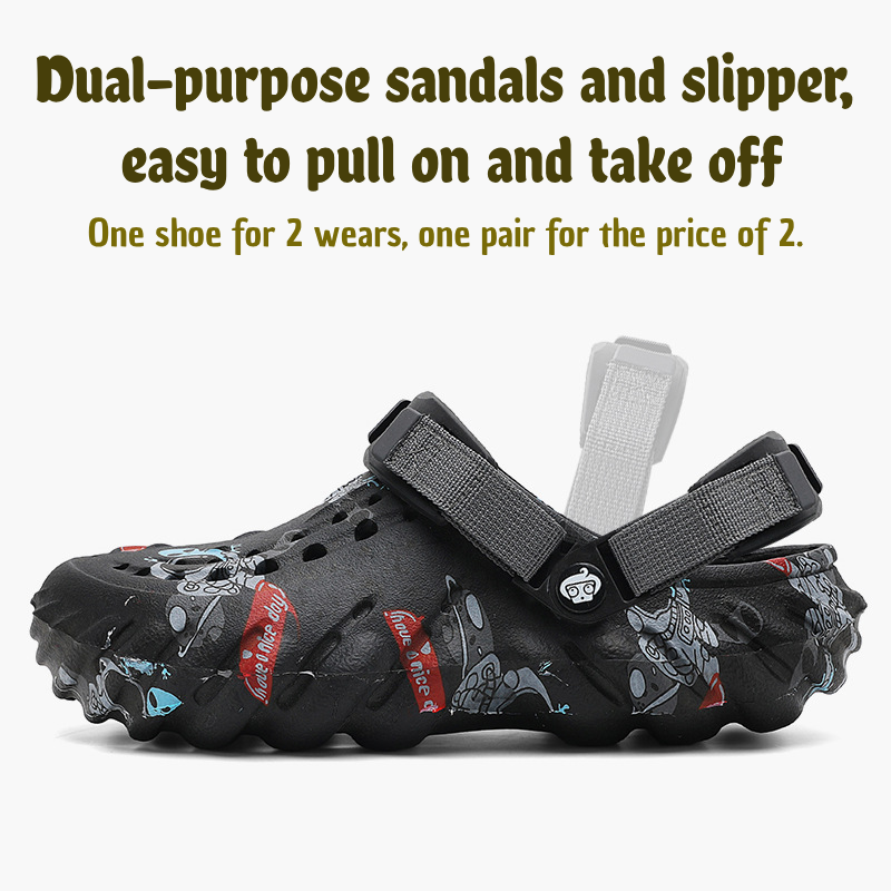 Unisex EVA Graffiti Print Clogs Fashion Breathable Slide Shoes Casual ...