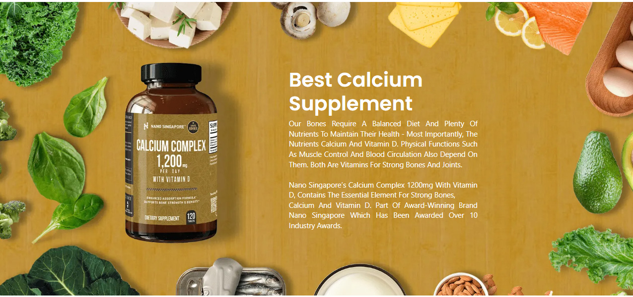 Calcium Supplement [120 tablets] Nano Calcium Complex 1200mg w/ Vitamin ...
