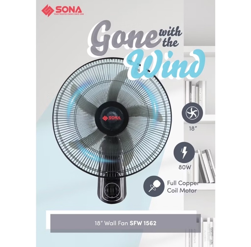 SONA 18” Wall Fan (ABS Fan Blade) SFW1562 | SFW 1562 (8 Yrs Motor ...