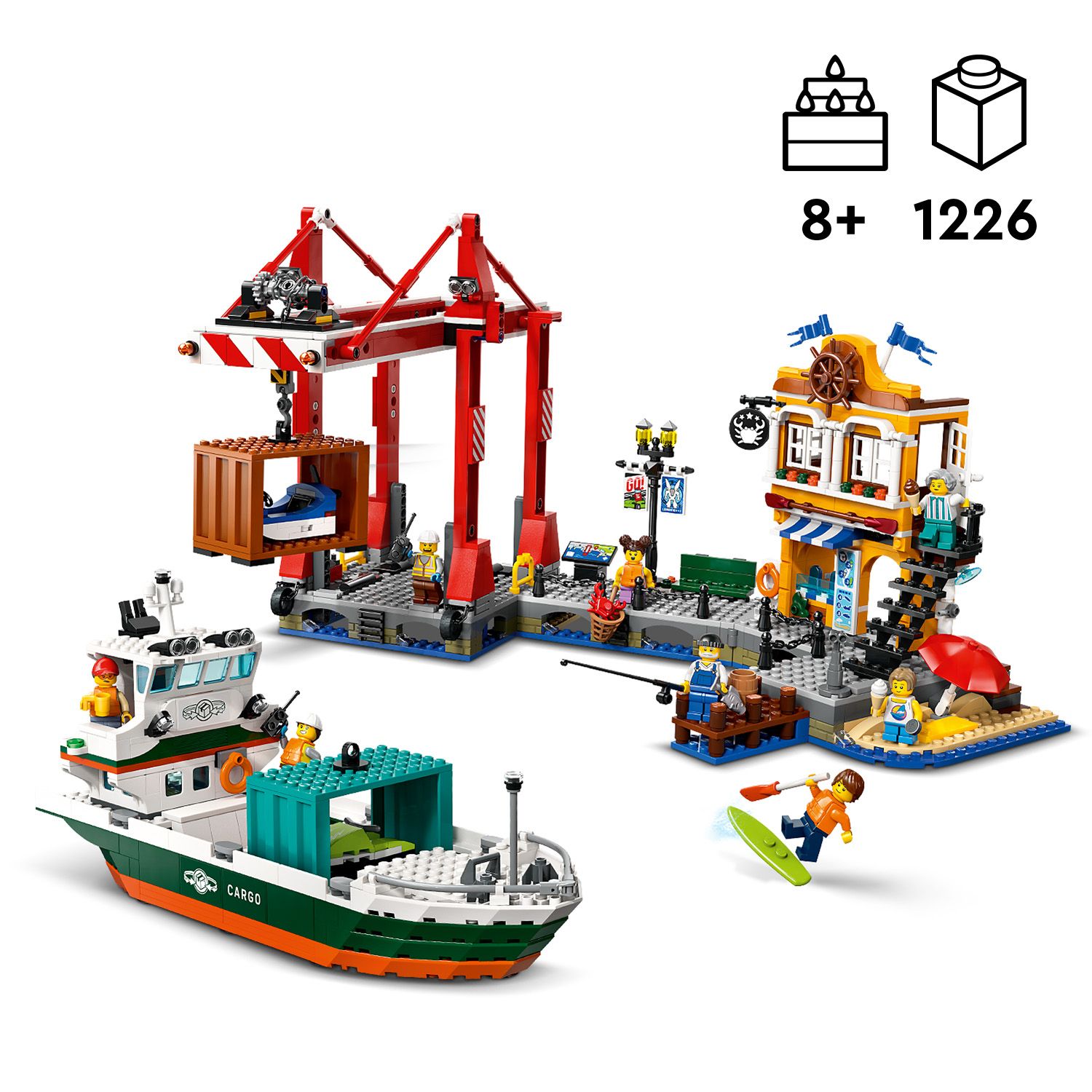 LEGO City 60422 Seaside Harbour with Cargo Ship (1226 Pieces) | Shopee ...