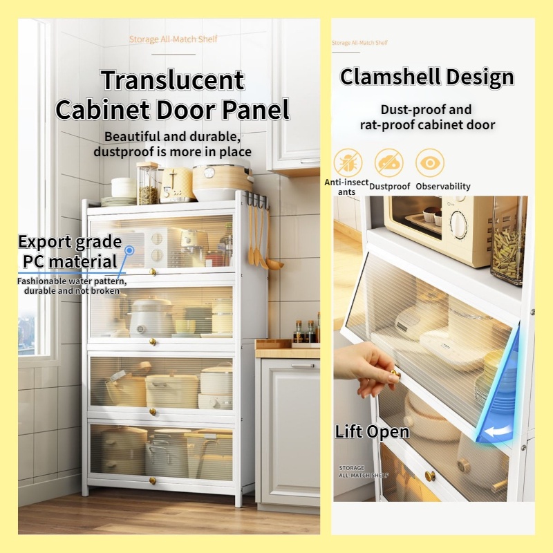 Kitchen Storage Cabinet With Wheels Dust-Proof Locker Cupboard Kitchen ...