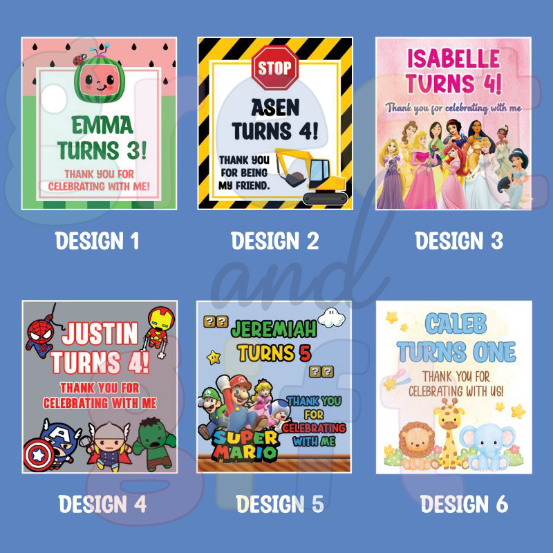 Empty Zip Lock Kids Goodie Bag with Customised Sticker / Children ...