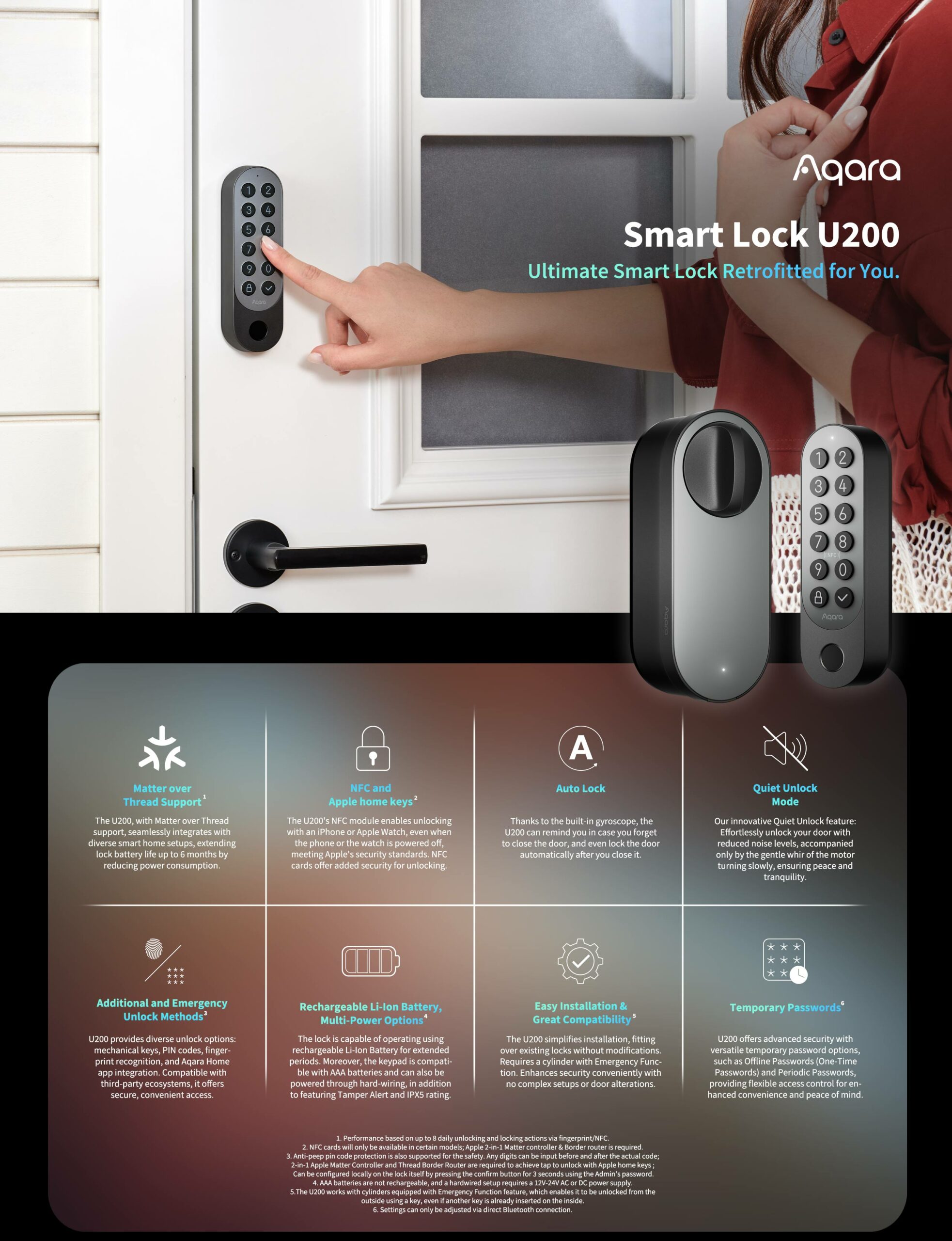 AQARA Smart Lock U200 Kit Set New BTO Gate Fingerprint Keypad Included ...