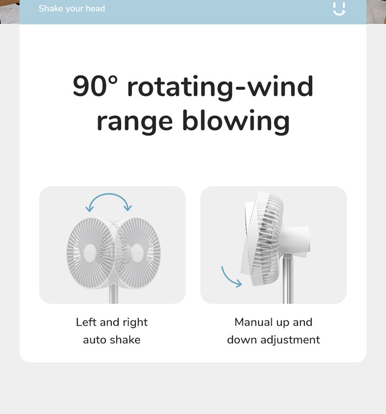 JISULIFE Desk Fan Wireless Fans Table Portable USB Stand Extendable ...