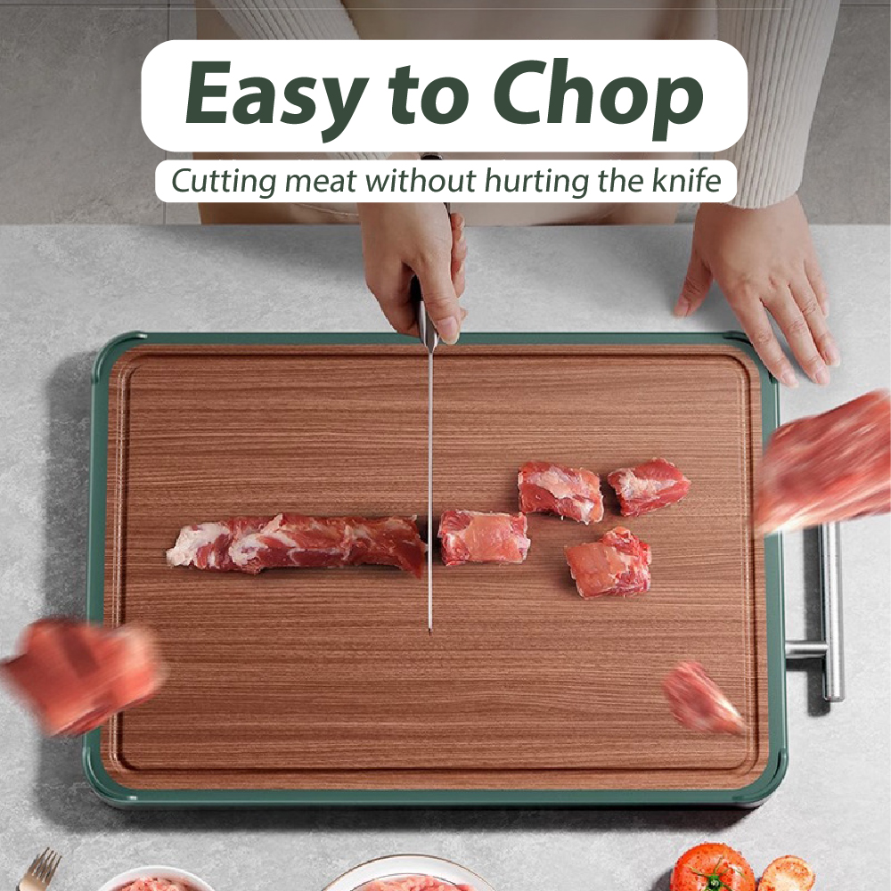 [SG STOCK] Ebony Double-Sided stainless steel Chopping Cutting Board - Durable Antibacterial And ...