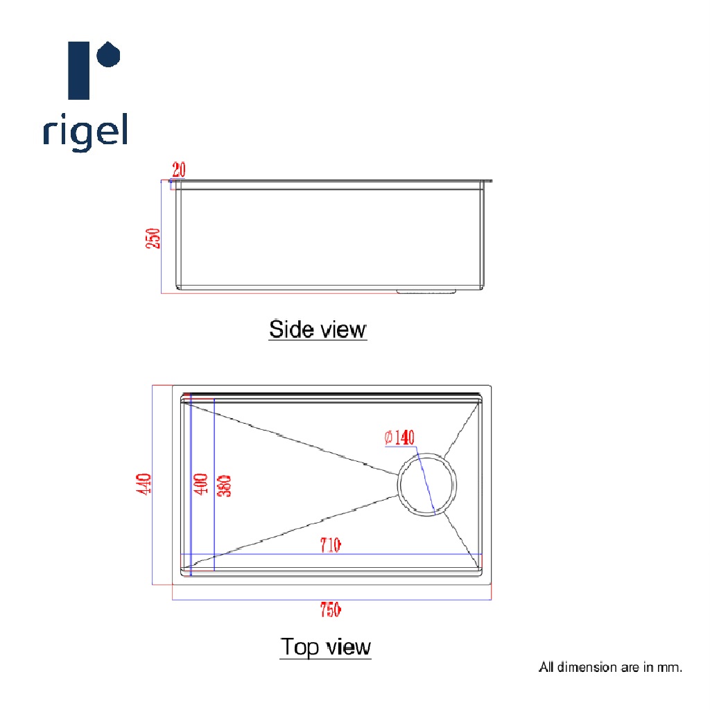 RIGEL Scratch Resistance Kitchen Sink SNK7544SB-LINEN-250 | Shopee ...