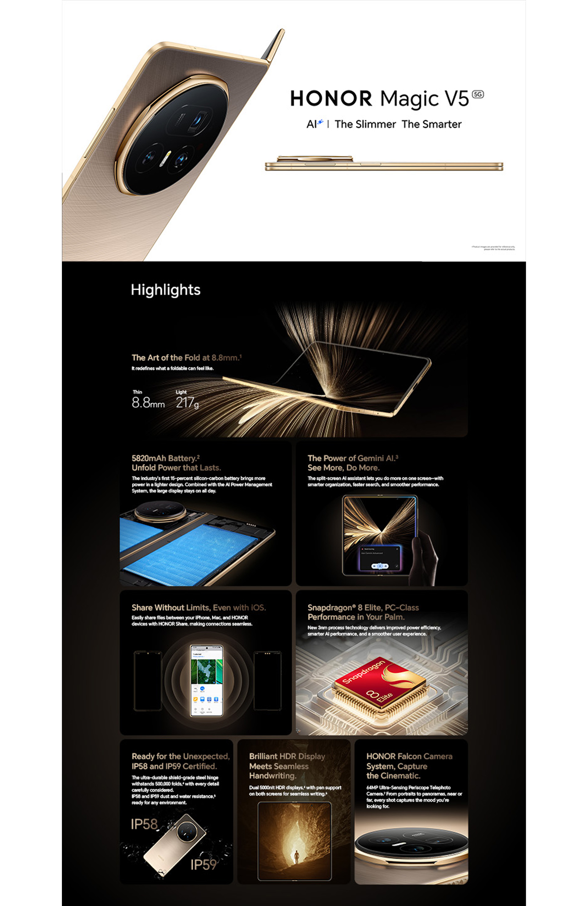 Honor Magic V5 (16+512GB) 5G - (Dawn Gold/Ivory White/Reddish Brown/Black) | Shopee Singapore