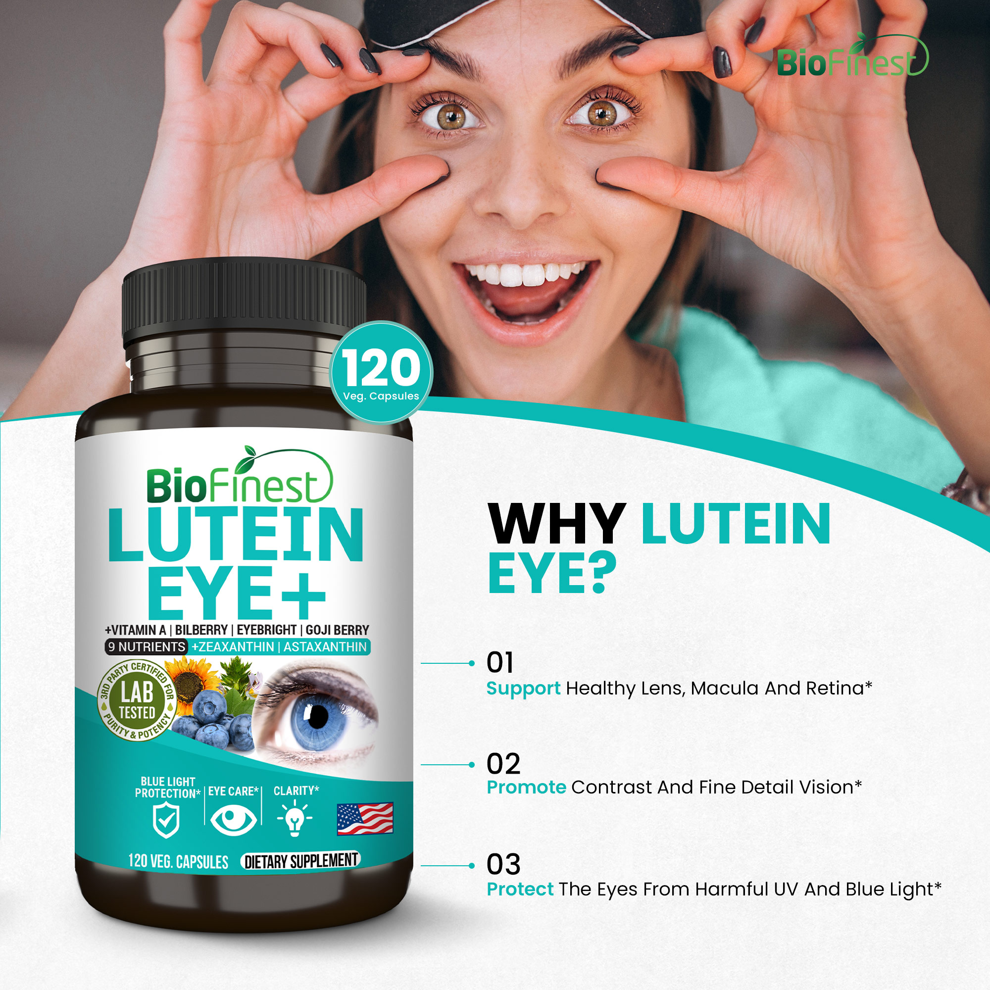 [Bundle of 3] Biofinest Lutein Eye+ Vitamin - Bilberry Supplement ...