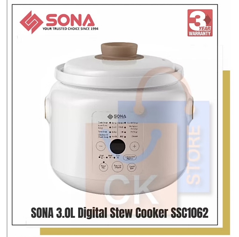 SONA 3.0L Digital Stew Cooker SSC1062 | SSC 1062 (3 Years Electrical ...