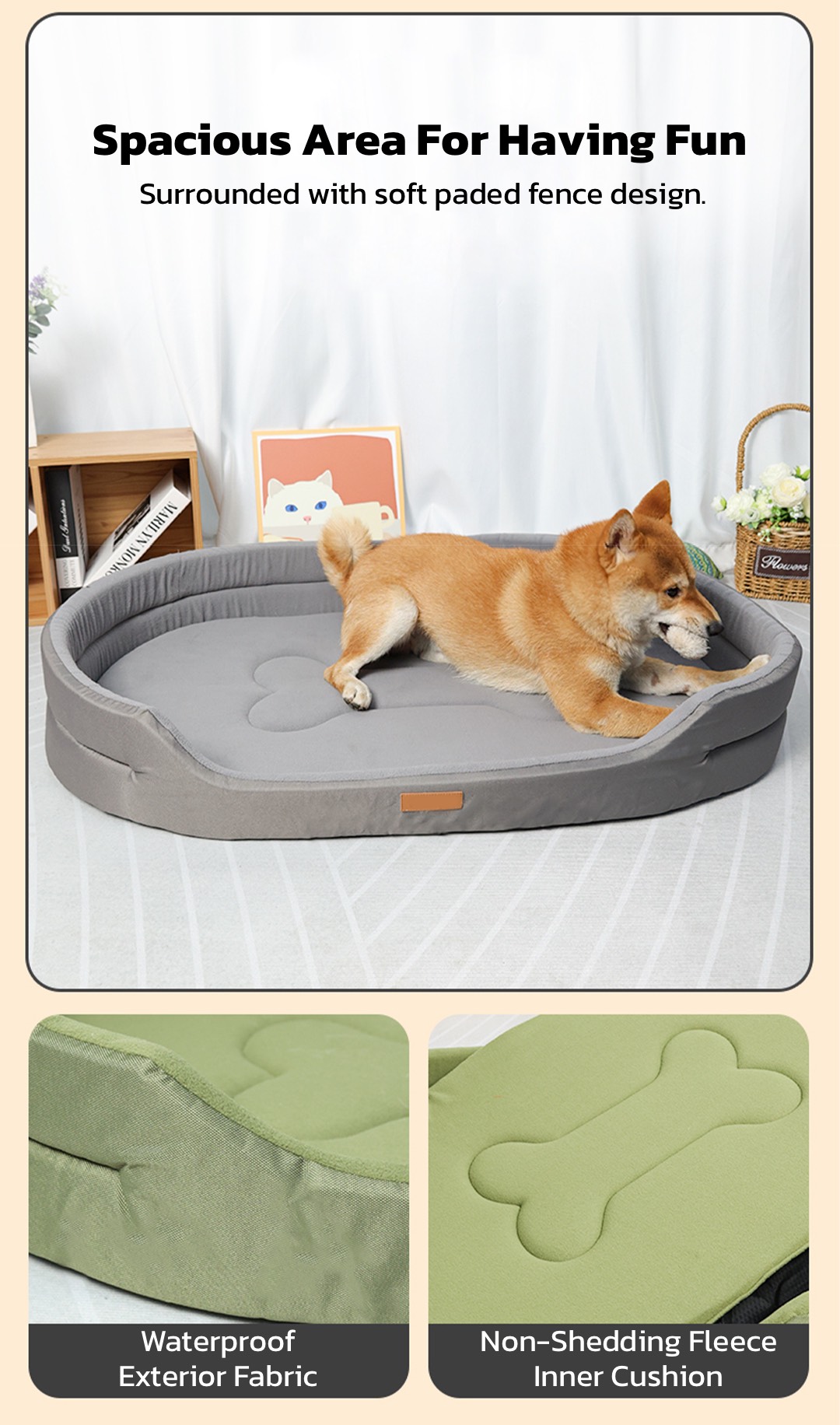 WOWPET Petfy Love Rest Deluxe Pet Bed [ Anti-Slip Base, Breathable ...