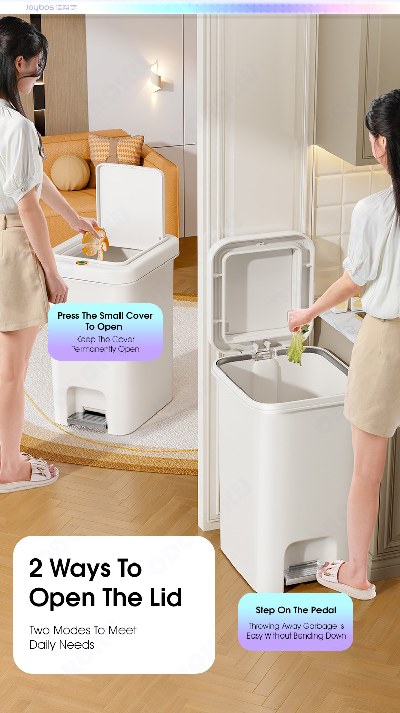 ODOROKU Hand Press/Foot Pedal Flip Up Rubbish Bin With Lid Plastic 2 ...