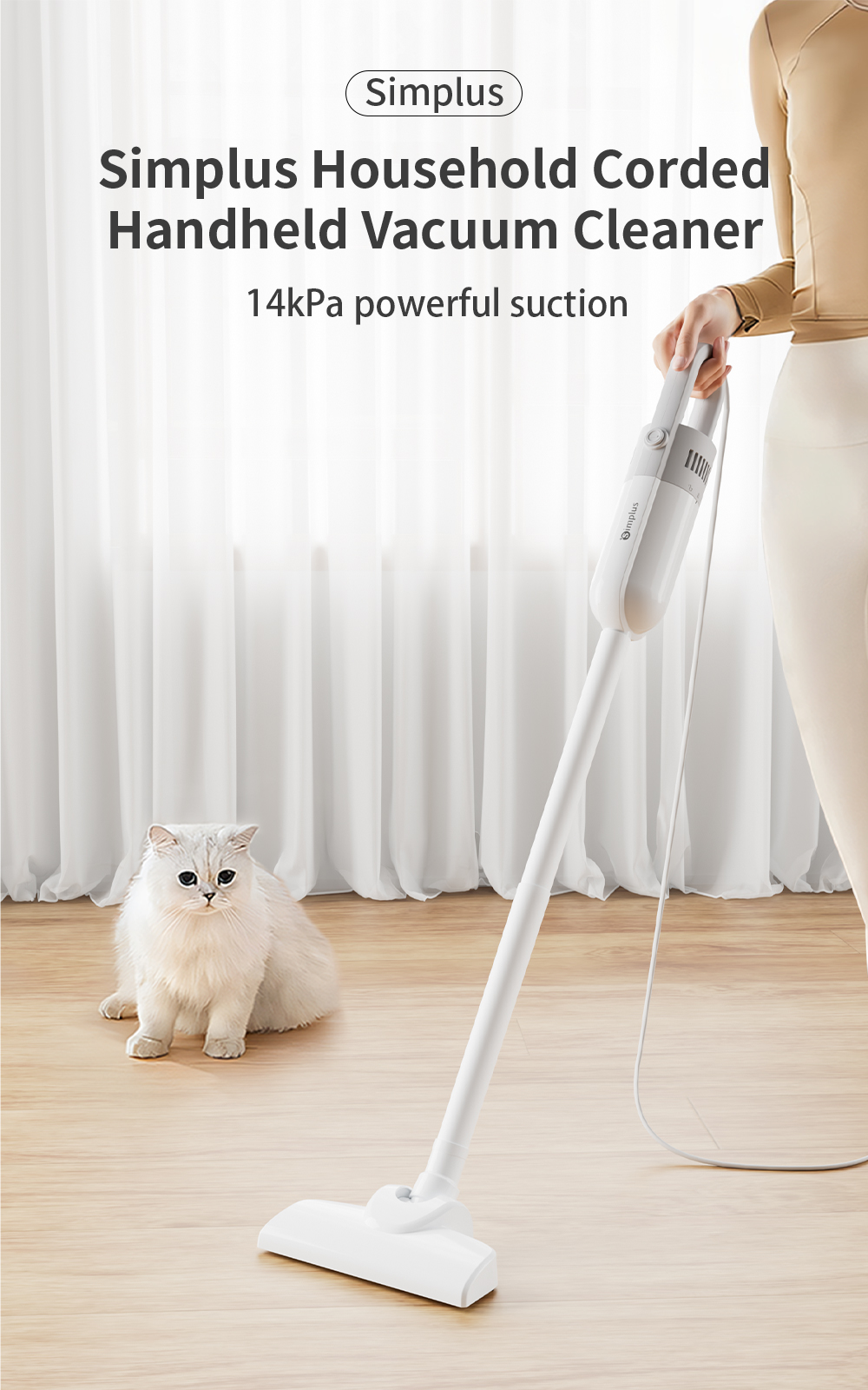 Simplus Vacuum Cleaner | 14,000Pa Suction Power | 0.85kg Lightweight ...