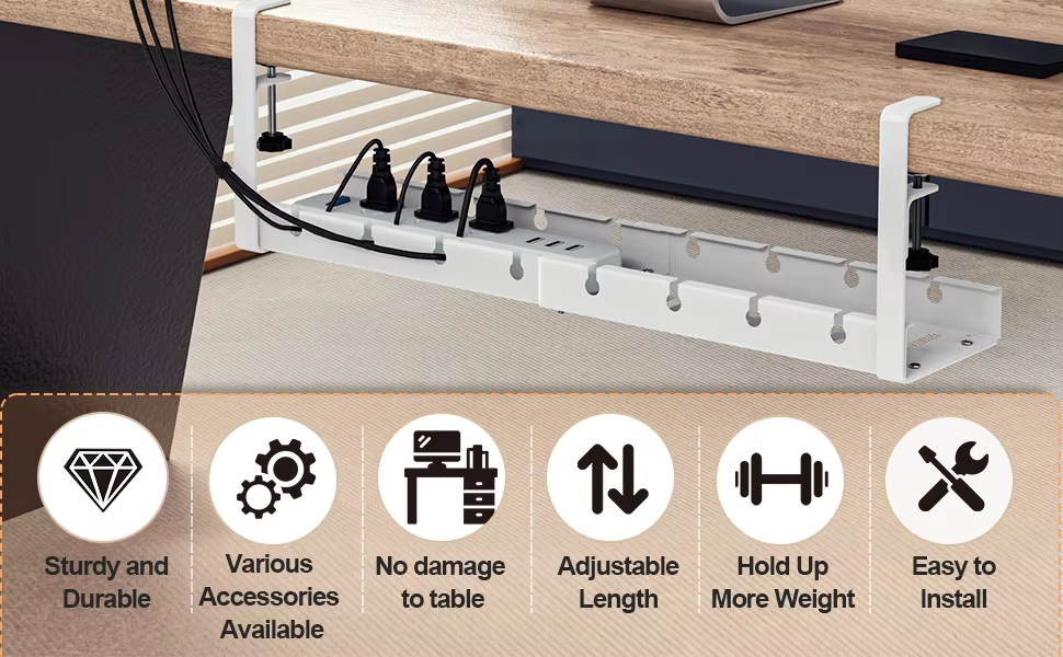 ⚡SG Next Day Delivery⚡Extendable Under Desk Cable Management Tray ...