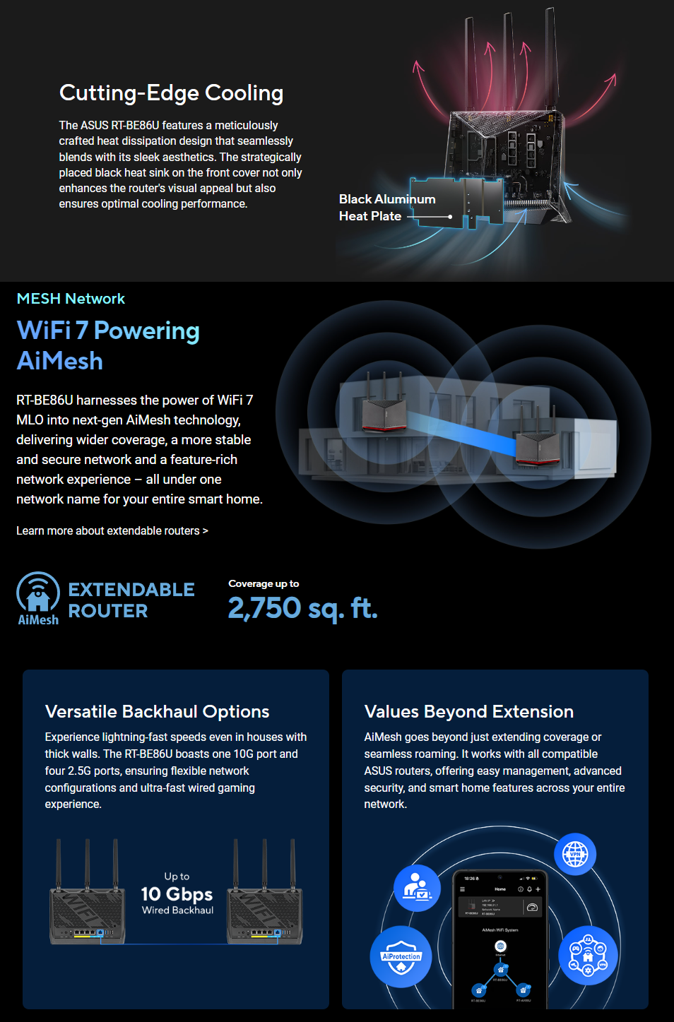 ASUS RT-BE86U BE6800 Dual Band WiFi 7 AiMesh Extendable Router ...