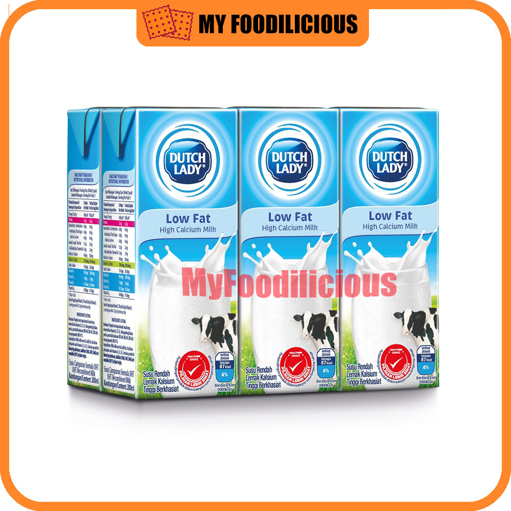 Dutch Lady UHT Milk Low Fat Full Cream Chocolate Strawberry 200ml x 6 ...