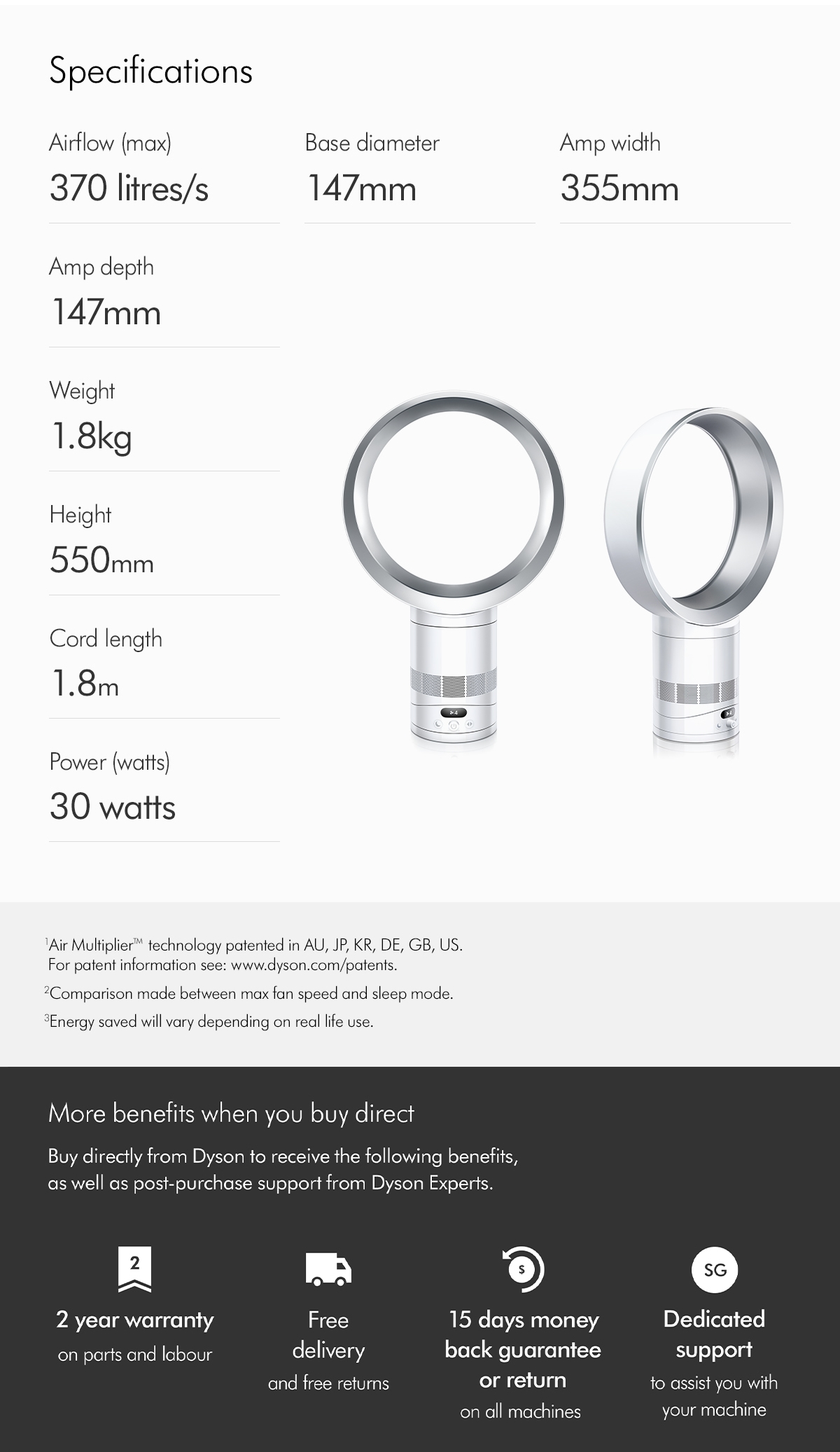 [1.1 Specials New Launch] Dyson AM12 Cool CF1 Cooling Fan (White/Silver ...