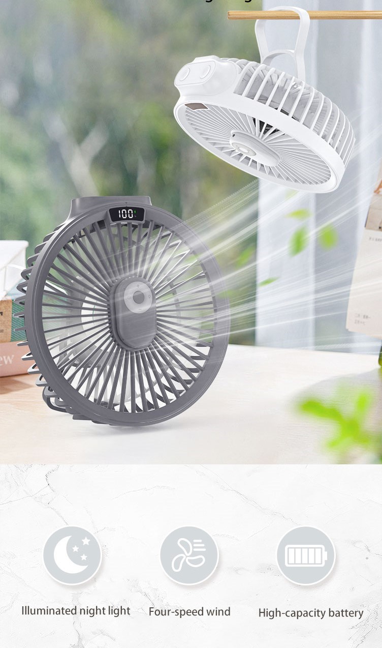 SMARTECK 2 IN 1 Remote Ceiling Fans 4000Mah Rechargeable Desk Fan Night ...