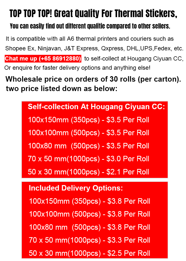 Waterproof Thermal Label Thermal Sticker Roll Printing Paper for A6 ...