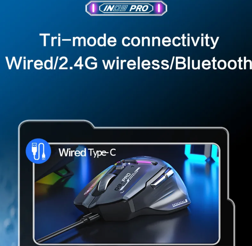 inphic IN9 pro Gaming Mouse Wireless/Wired/Bluetooth5.0 Tri-mode ...