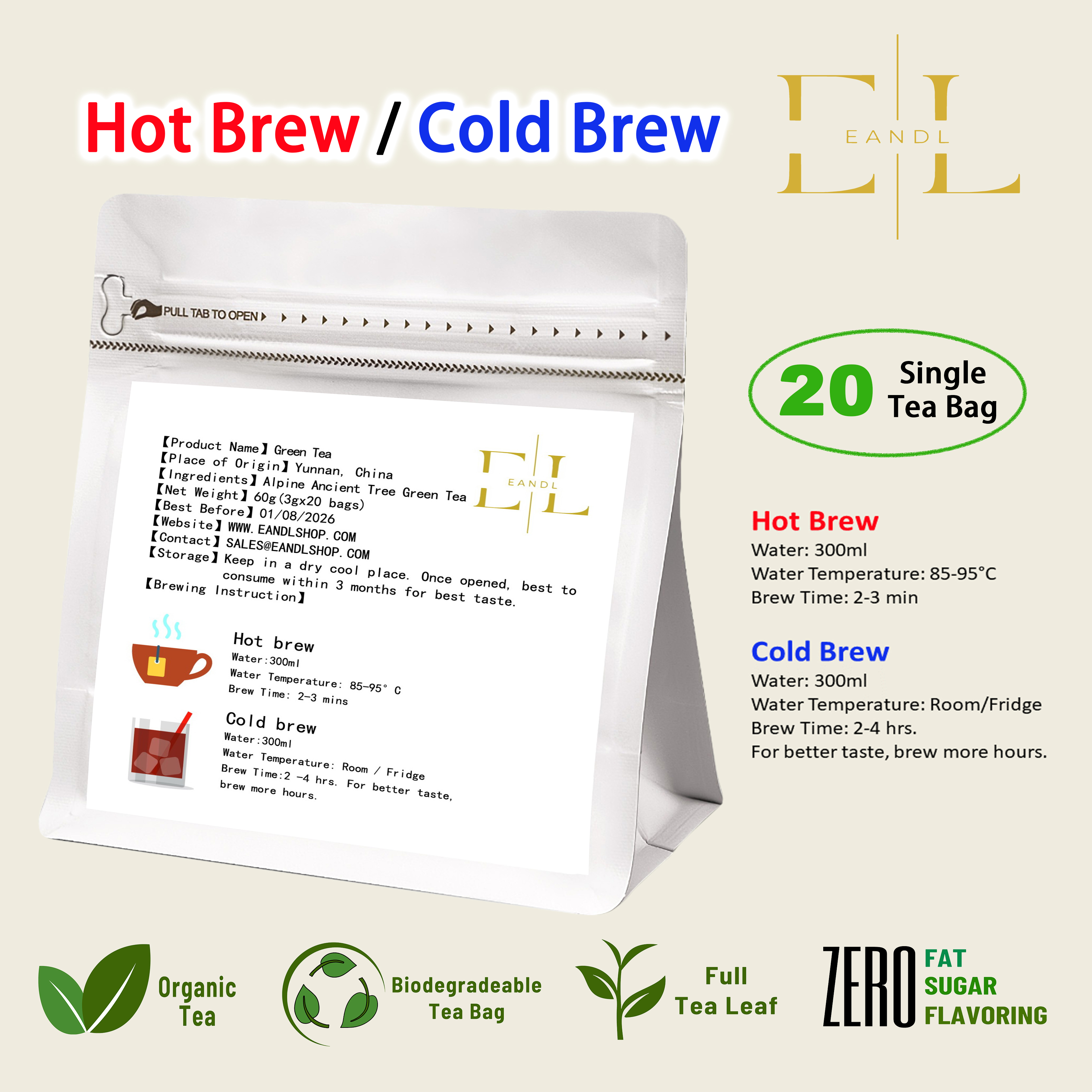 [EANDLSHOP] Alpine Ancient Tree Green Tea (Yunnan, Organic Full Tea ...