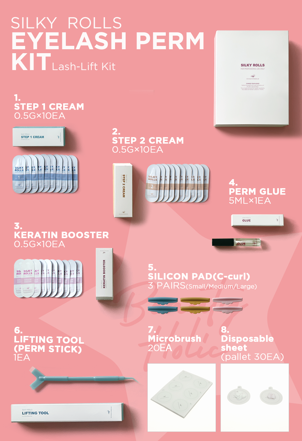 [SILKY ROLLS] EYELASH PERMING KIT, 10 Times Use, Eyelash Lift Kit Korea ...