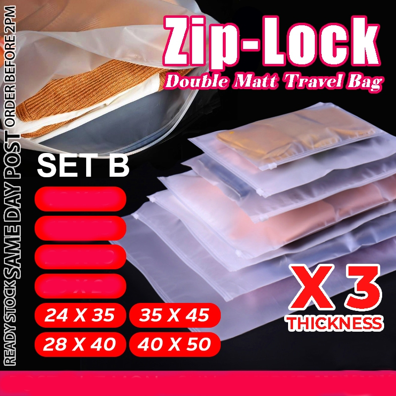 Matte Waterproof Ziplock Bag Luggage Pouch Clothes Storage Travel Kit ...