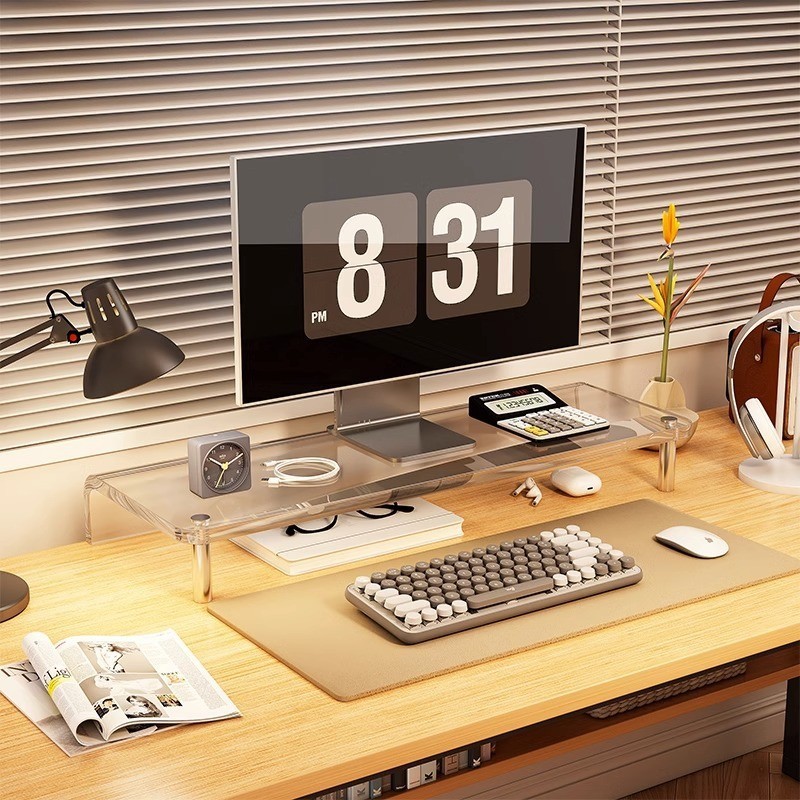 Acrylic monitor computer elevated rack desktop storage rack home office ...