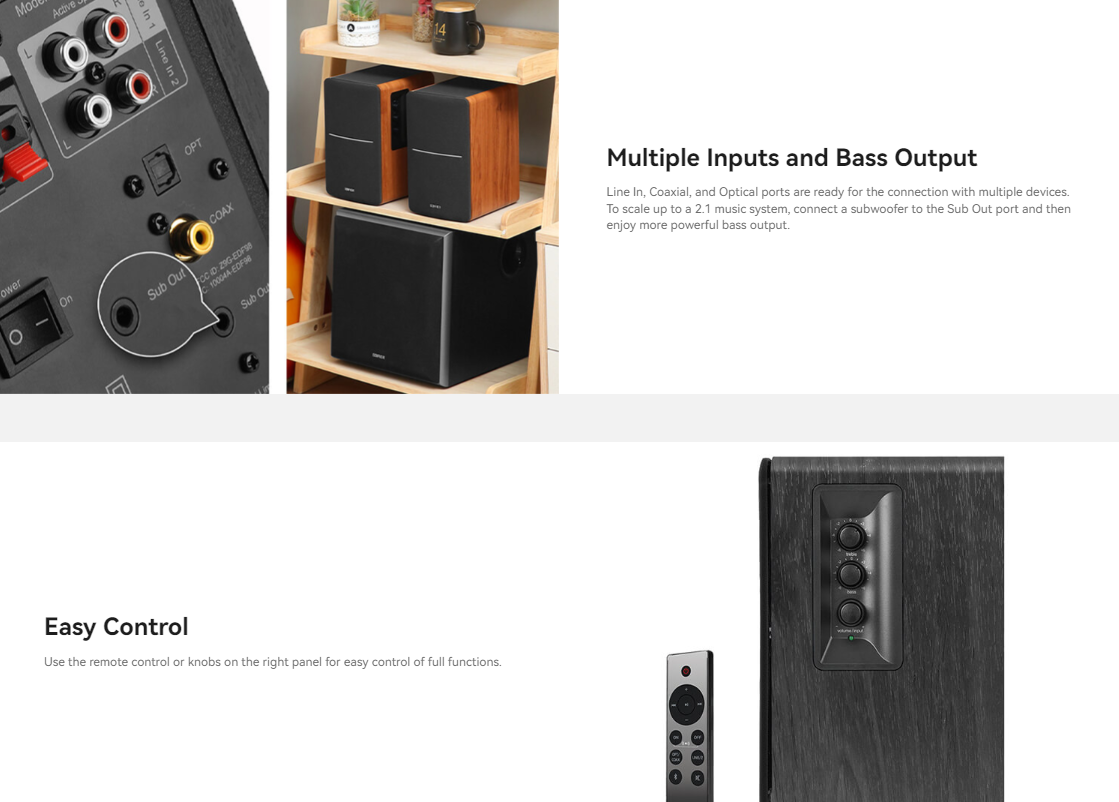 Edifier R1280DBs Active Bluetooth Bookshelf Speakers Black / Wood (2 ...