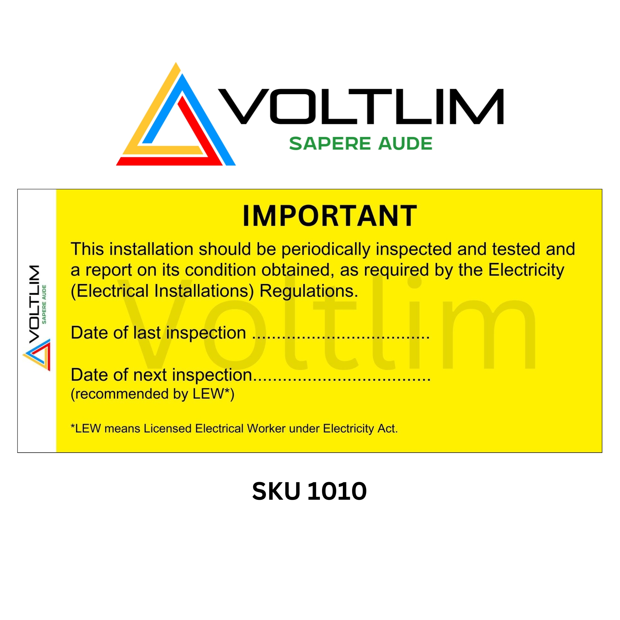 SS 638 Important Periodic Inspection and Testing Notice Label Sticker ...