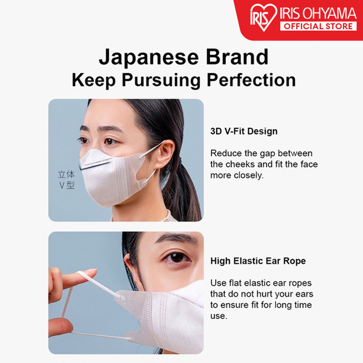 IRIS Healthcare (NMK-50LB/NMK-50LW) 3D V-Fit Disposable Face Mask, 3 ...