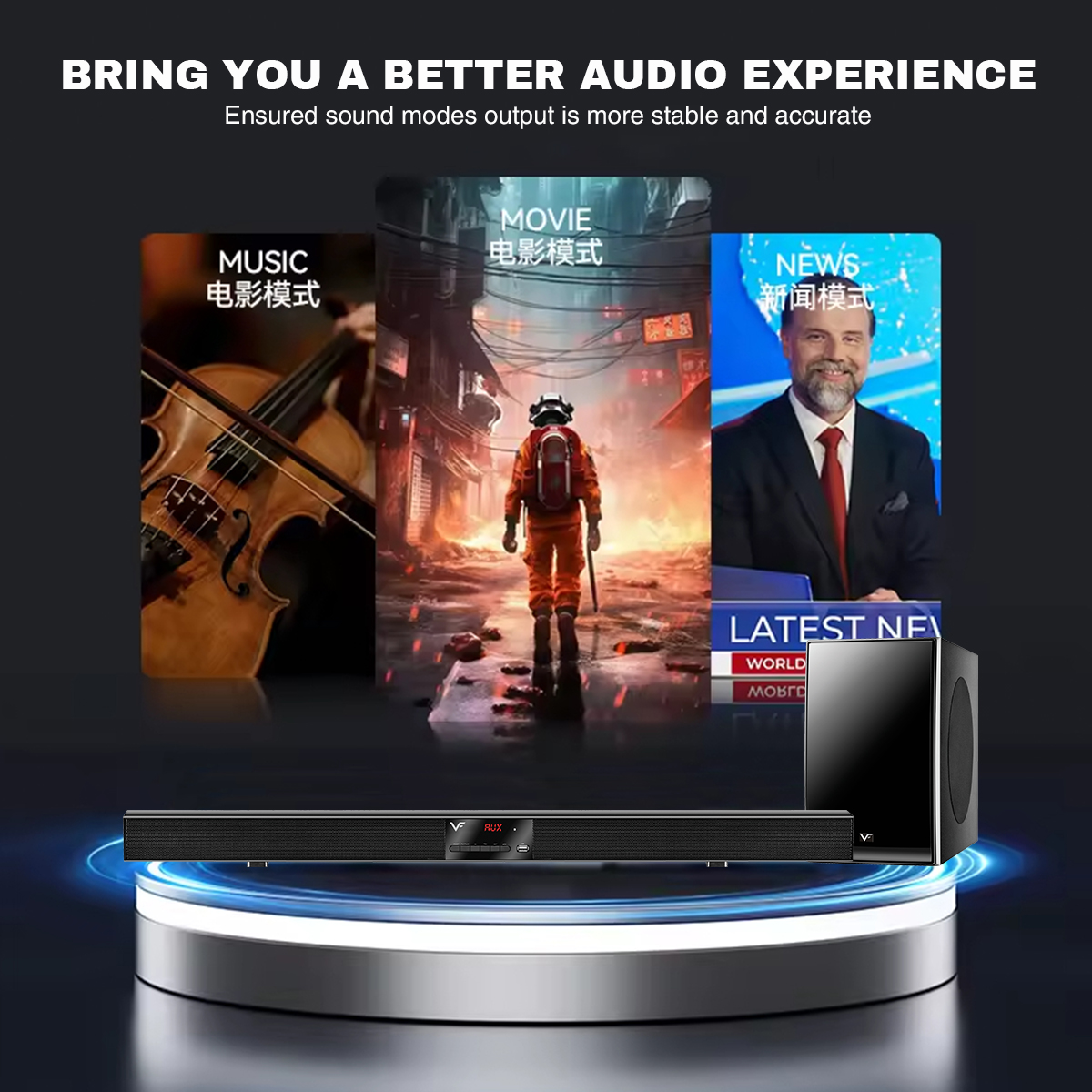 VINNFIER HYPERBAR 300 BTU Soundbar with Subwoofer with 3D Effect ...