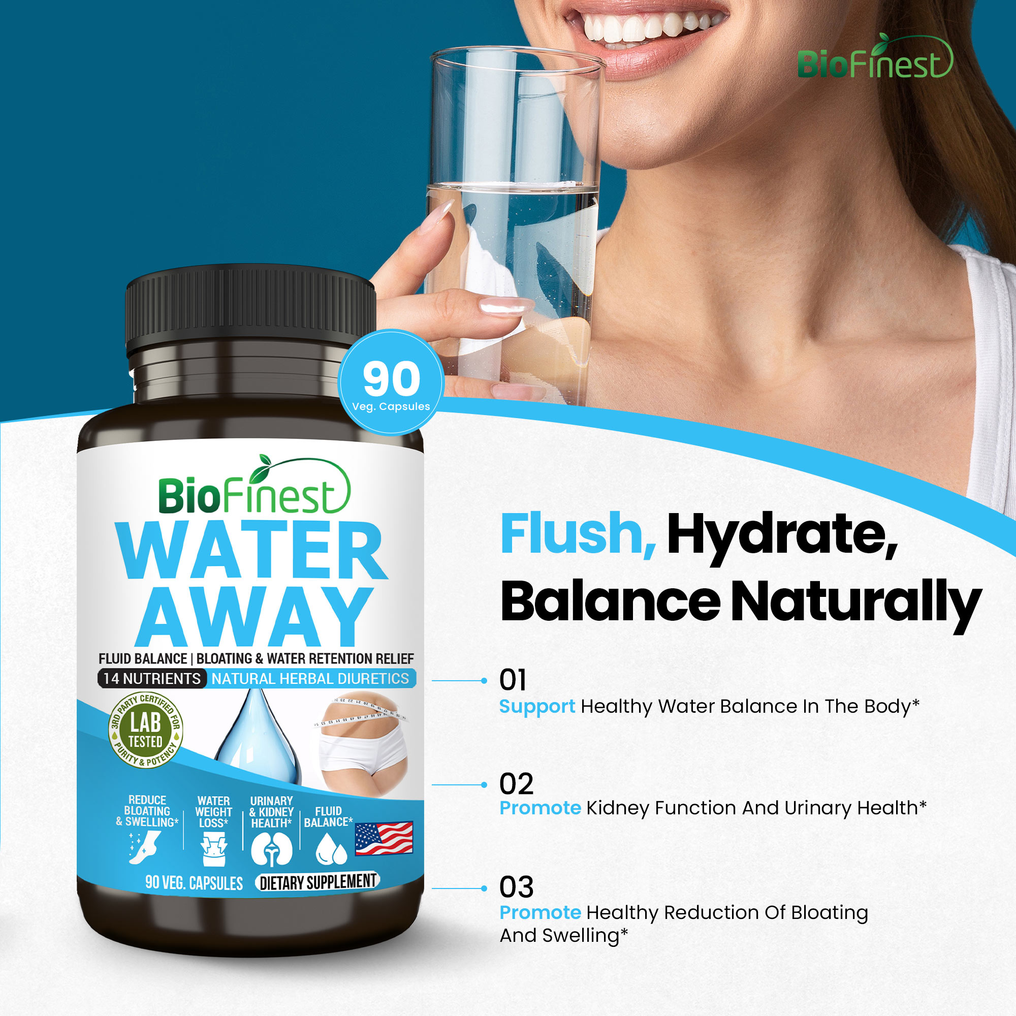 Biofinest Water Away Supplement - Natural Diuretics Fluid Balance Water ...
