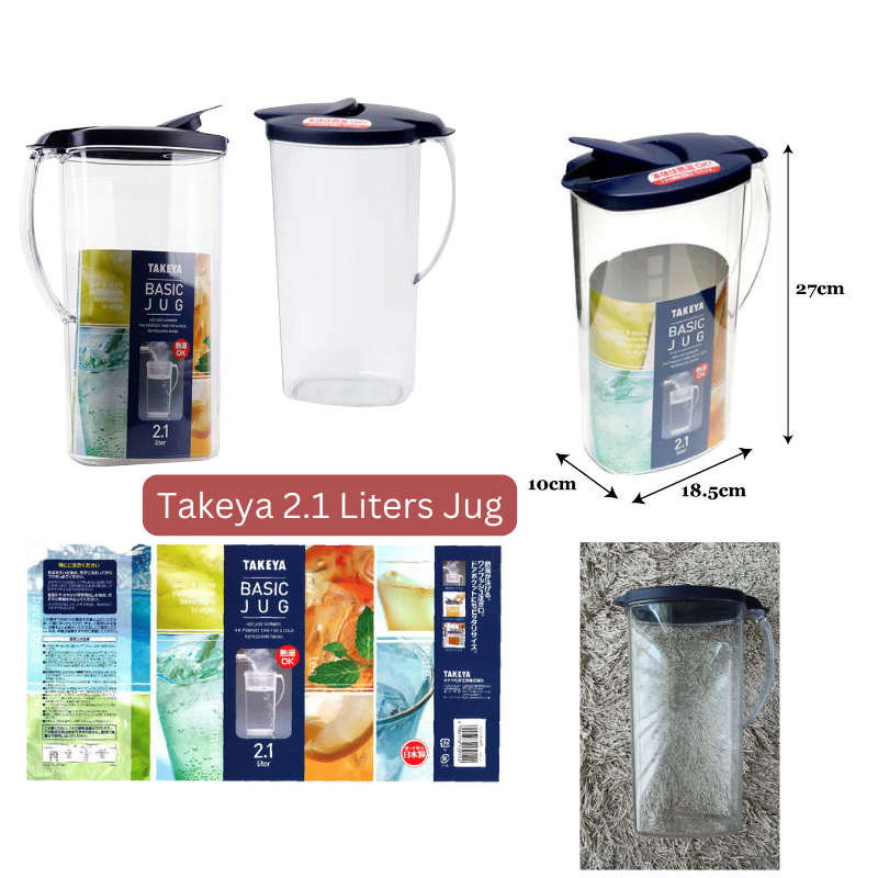 [Japan] Takeya 2.1 Liters Jug / 1100ml Slim Jug II with Tea Strainer ...
