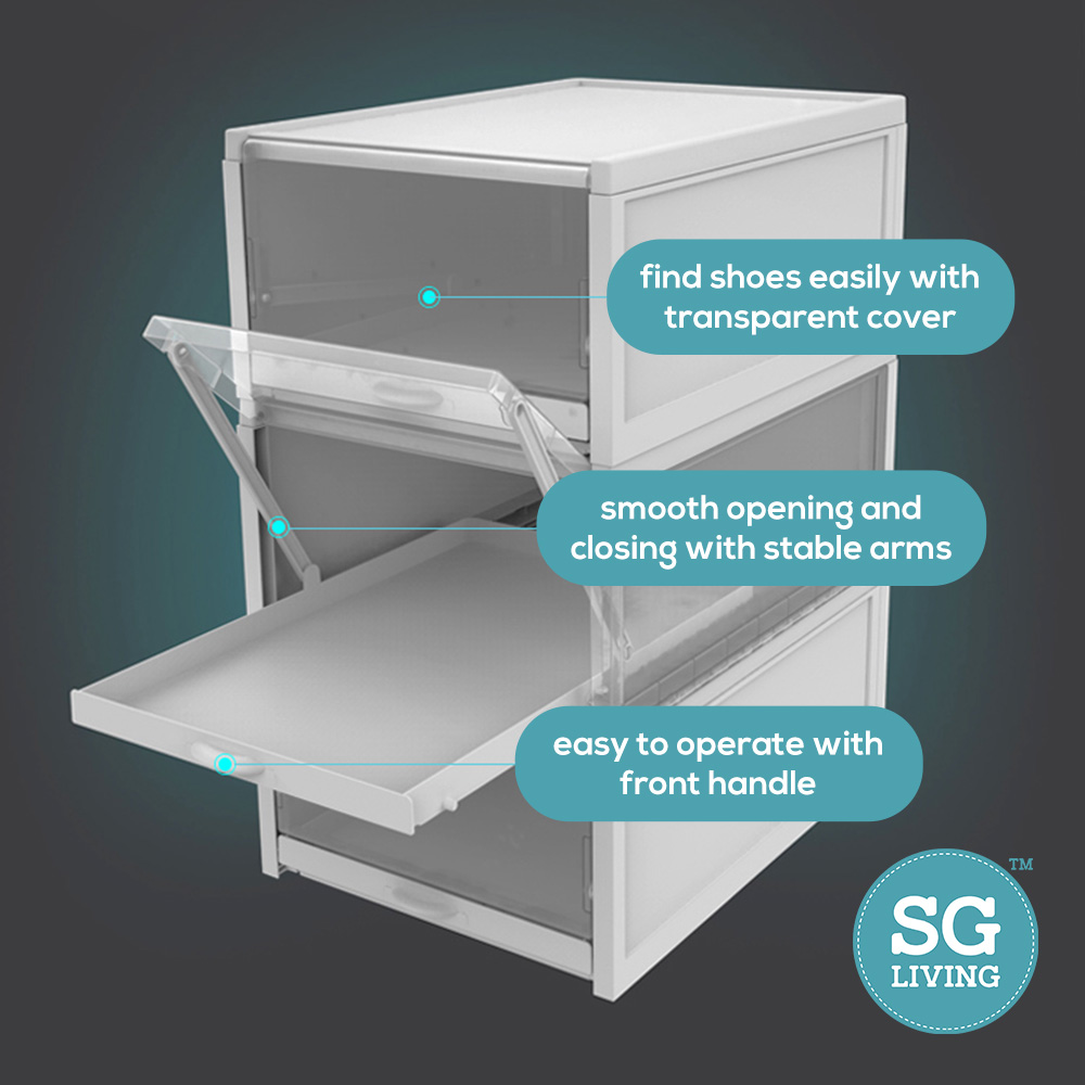 (SG Ready Stock) Drawer Type Push-Pull Shoe Box | Stackable Shoe ...