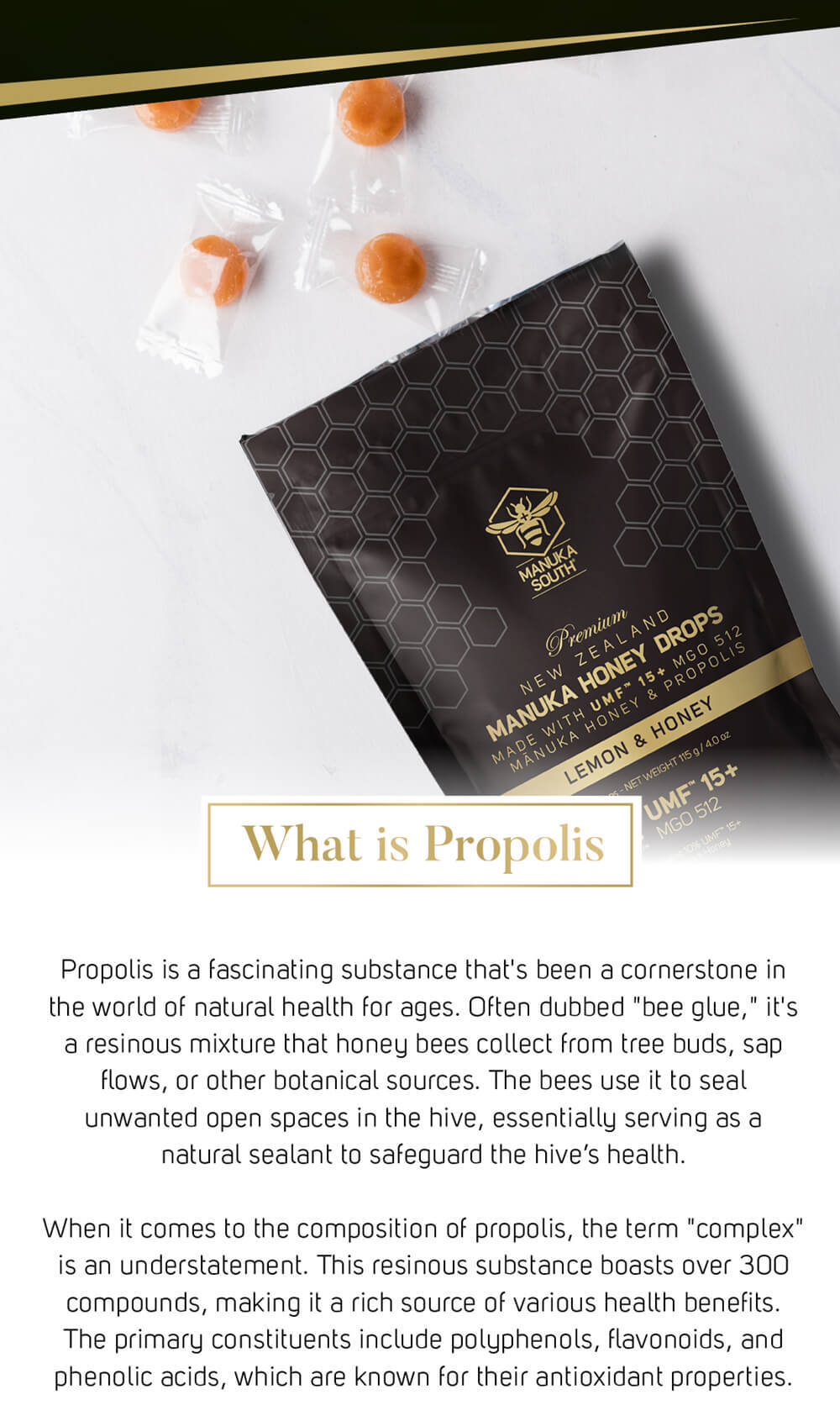 Manuka South UMF 15 Manuka Honey+Propolis Drops Lozenges for Cough Flu ...