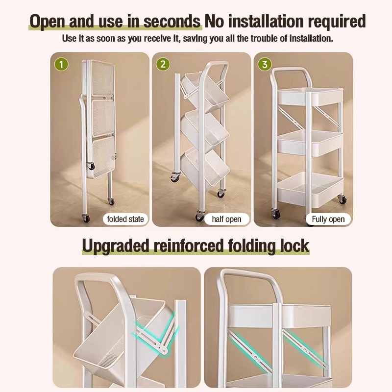Foldable Trolley Rack Multi-purpose Foldable Trolley cart Rolling Cart ...