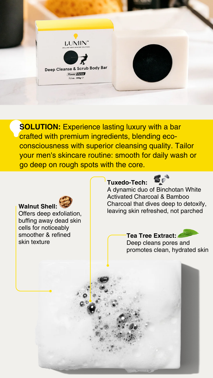 LUMIN Deep Cleanse & Scrub Body Bar For A Body Cleanse, Targeting Oily ...