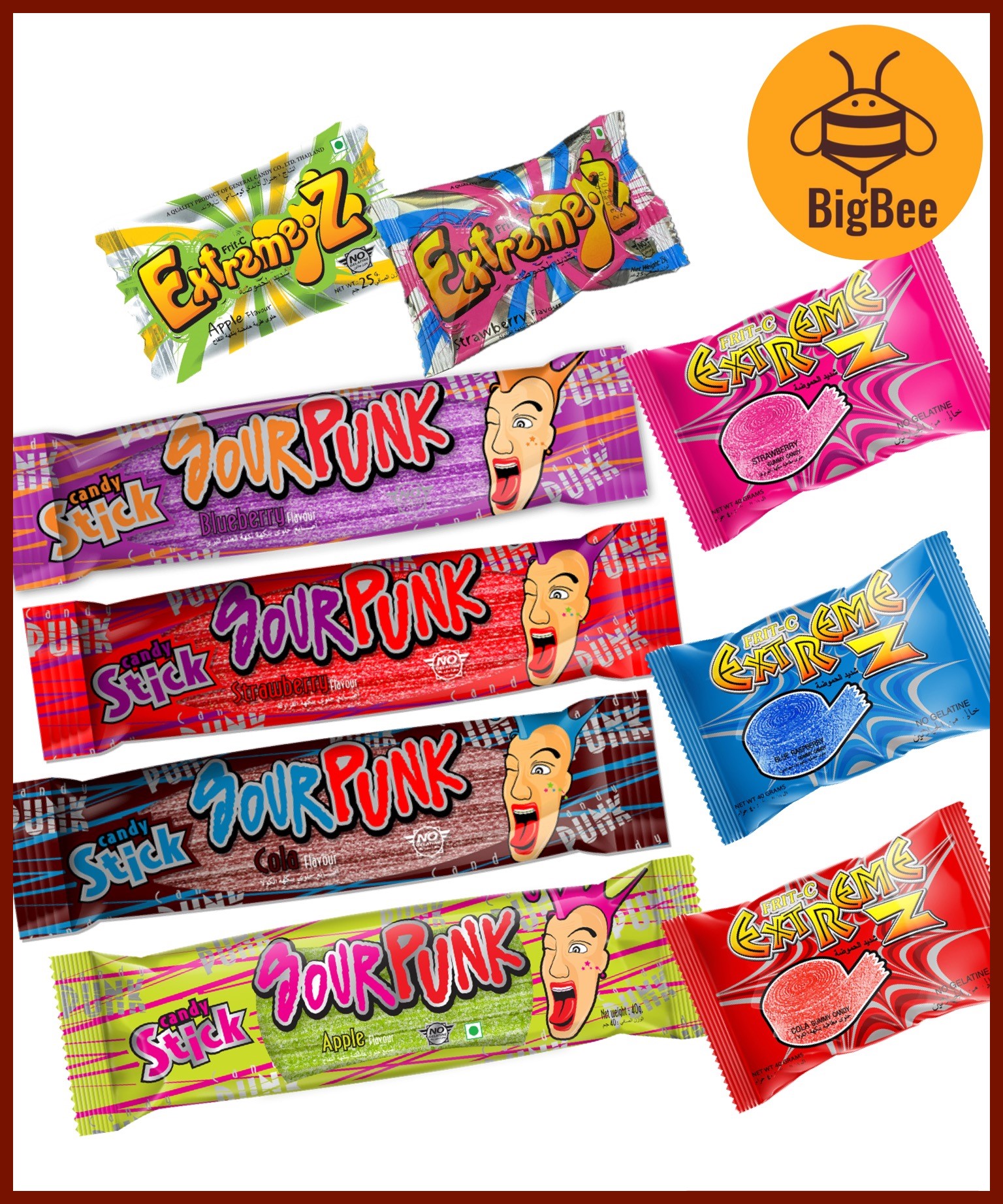 Frit-C Extreme Z Gummy Strips 40g / Sour Punk Stick 50g-Blueberry ...