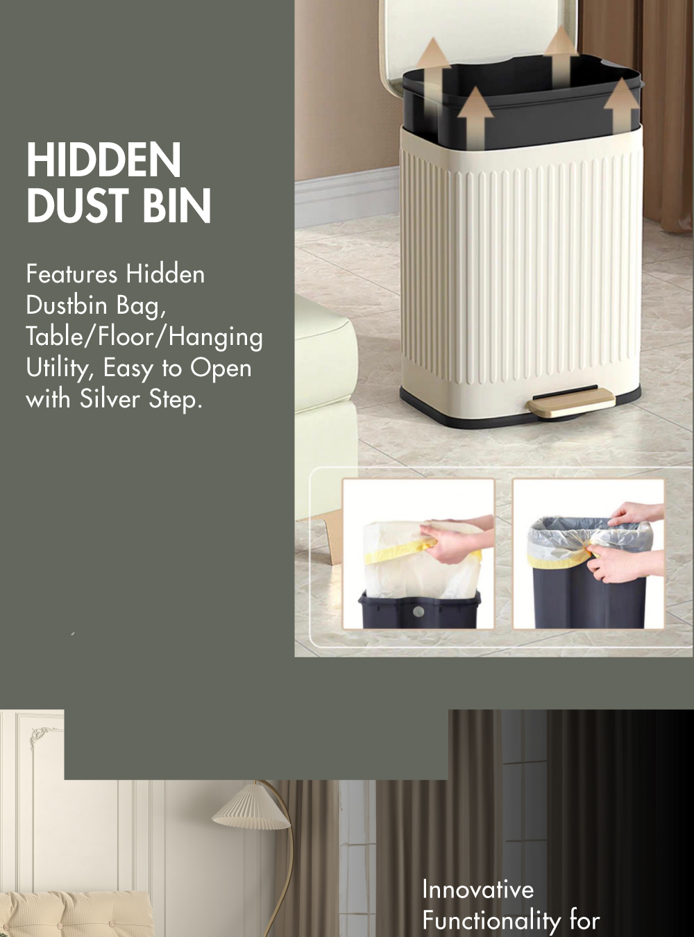 [HOUZE] 8L | 10L | 15L MIRA Matte Slim Step Bin 2 Color [White | Grey ...