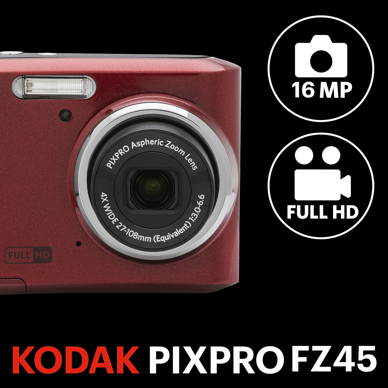 Kodak PIXPRO FZ45 Compact Digital Camera 4X Optical Zoom 27mm Wide ...
