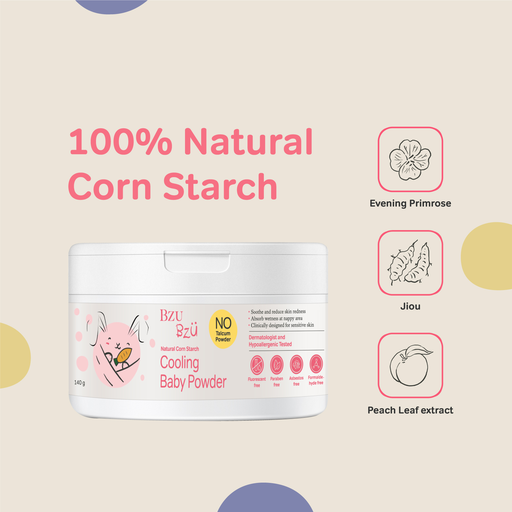 BZU BZU Cooling Baby Powder Natural Corn Starch No Talcum Powder ...