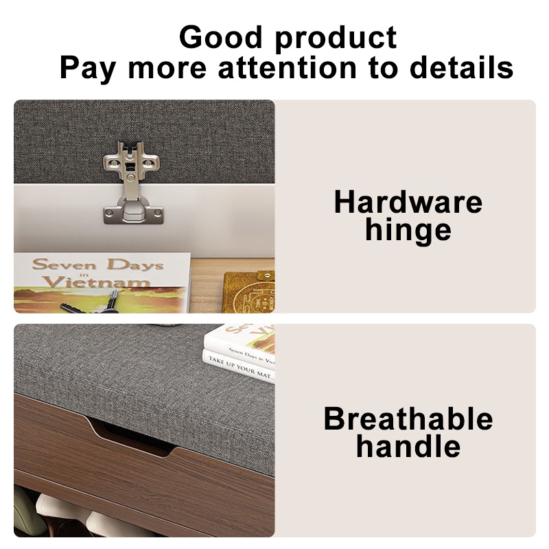 OSUM Household Wooden Shoe Stool Bench Flip Shoe Rack Storage Benches ...