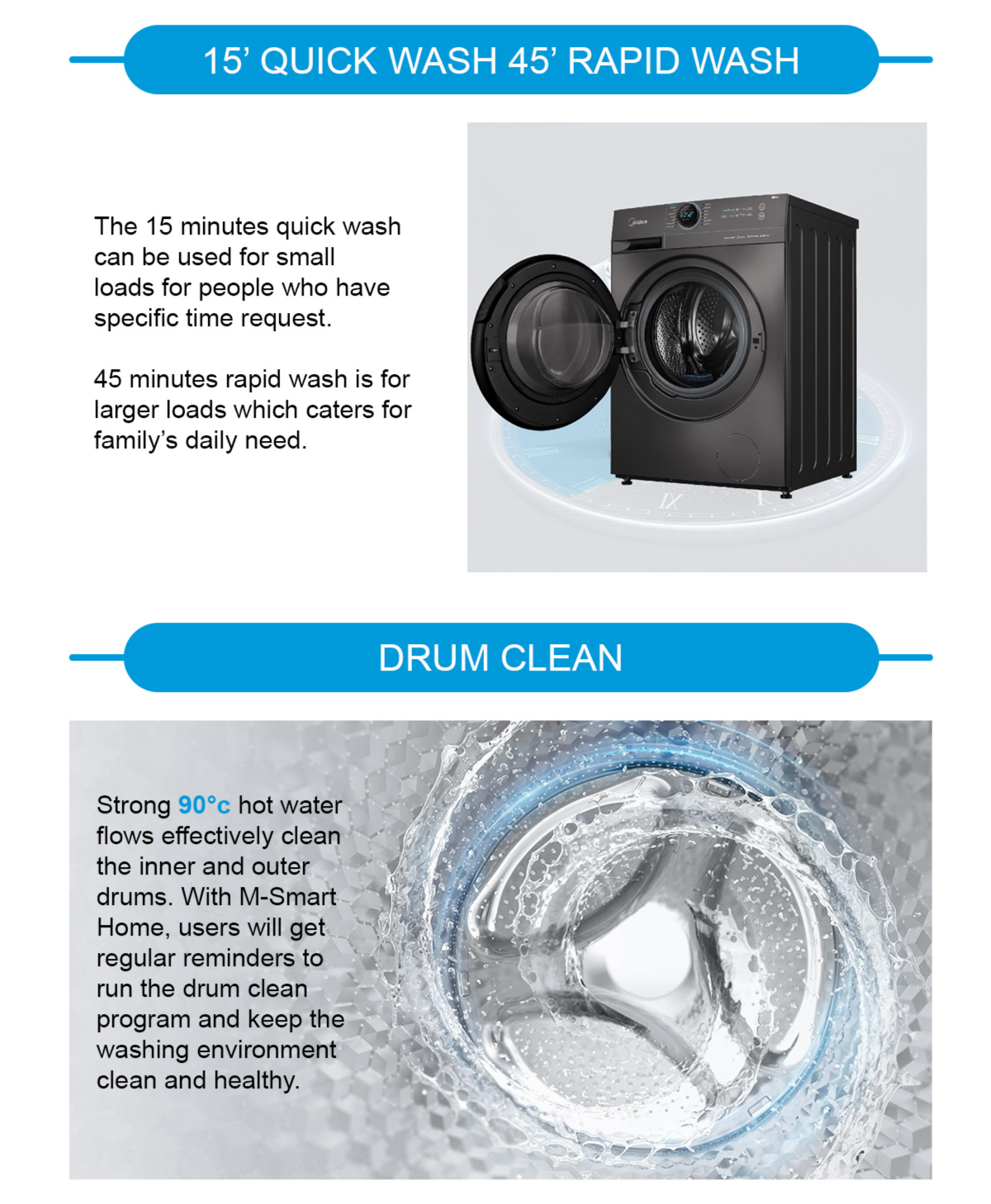 Midea MF200W105B Front Load Washer 10.5 KG | Shopee Singapore