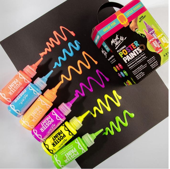 Mont Marte Metallic/Fluro Poster Paints 6pc/12pc x 60ml | Shopee Singapore