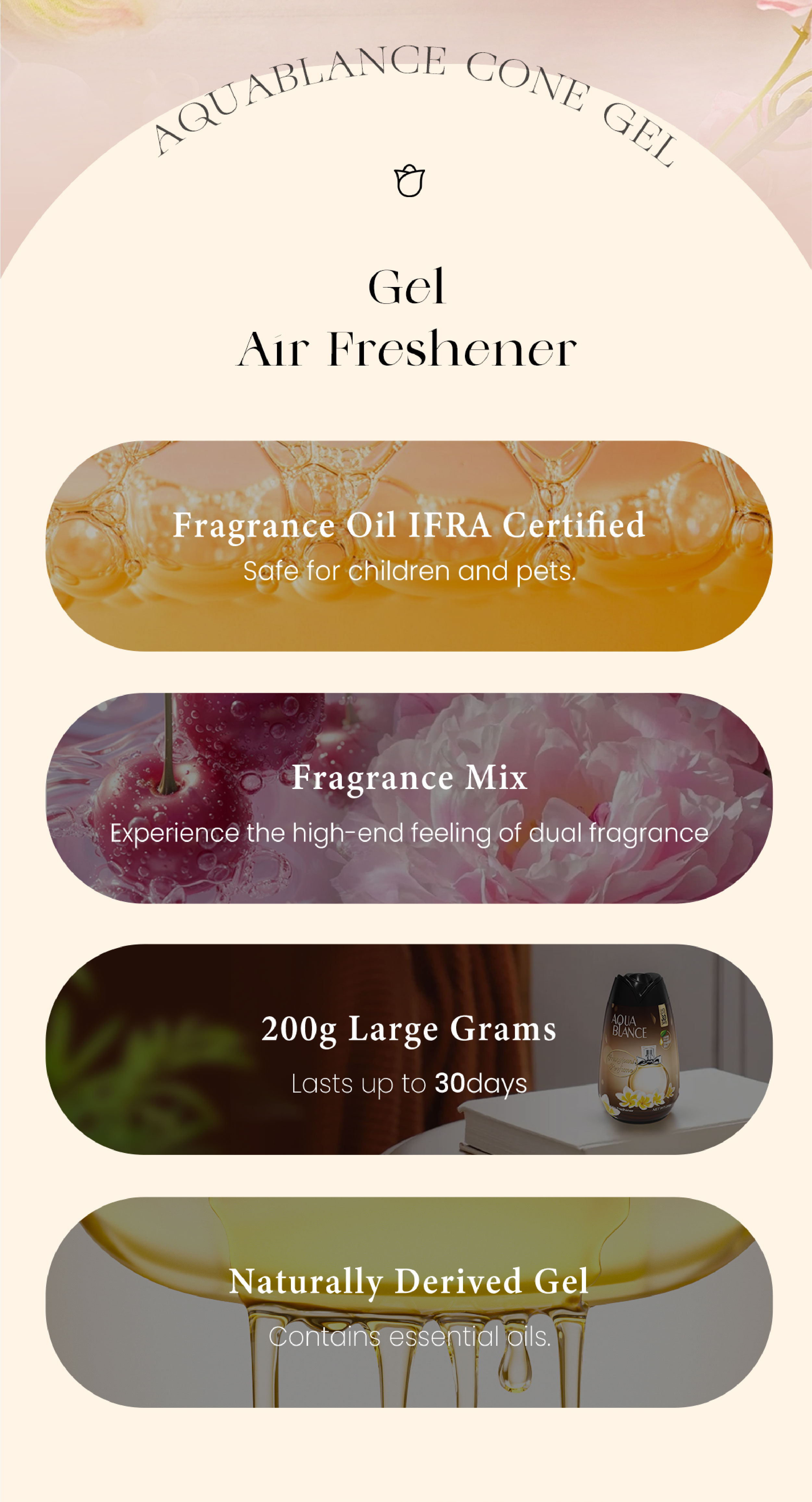 AQUABLANCE Scented Gel Air Fresheners | Natural Essential Oil Solid ...
