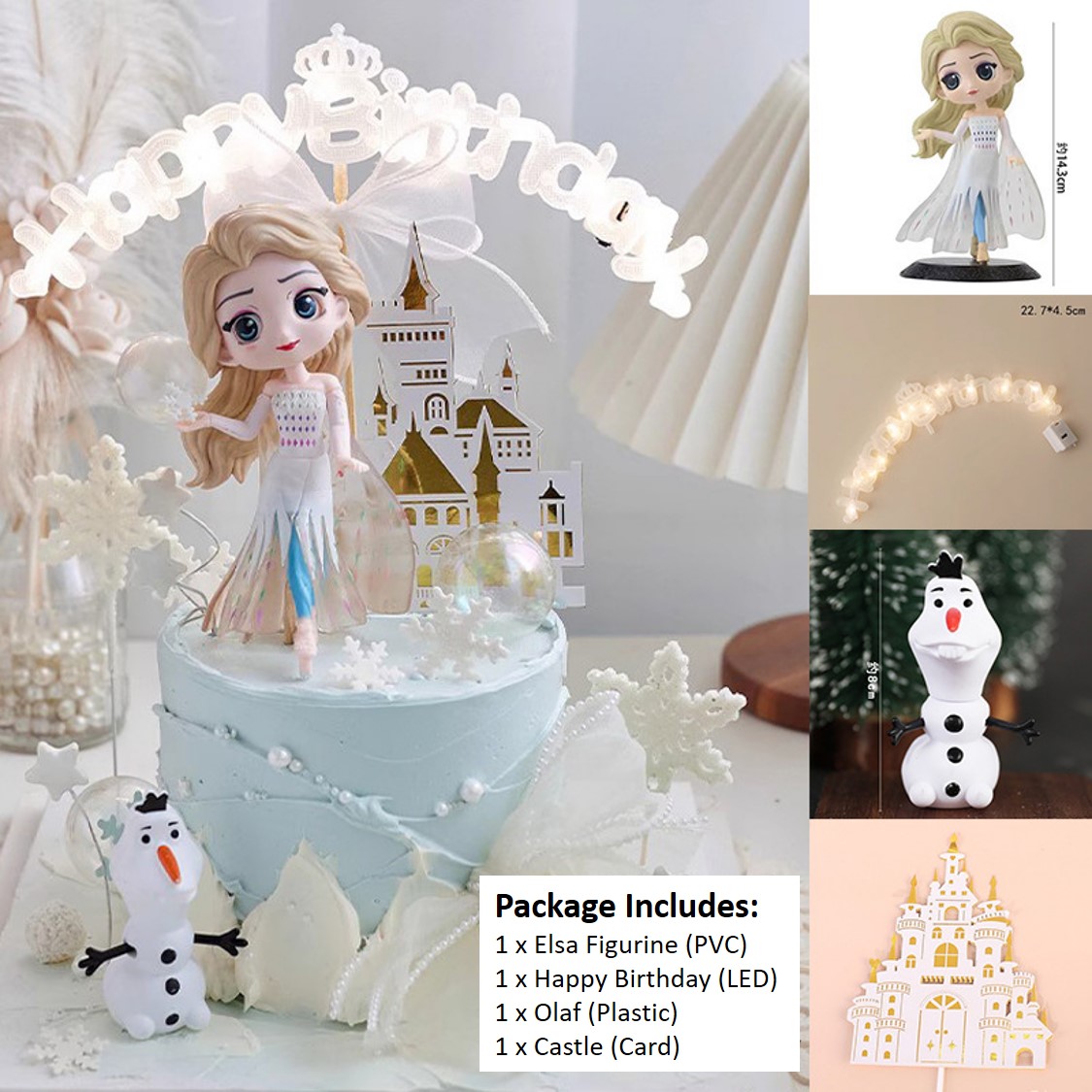 Cake Topper Elsa Cake Topper Figure Cake Topper Decoration Happy ...